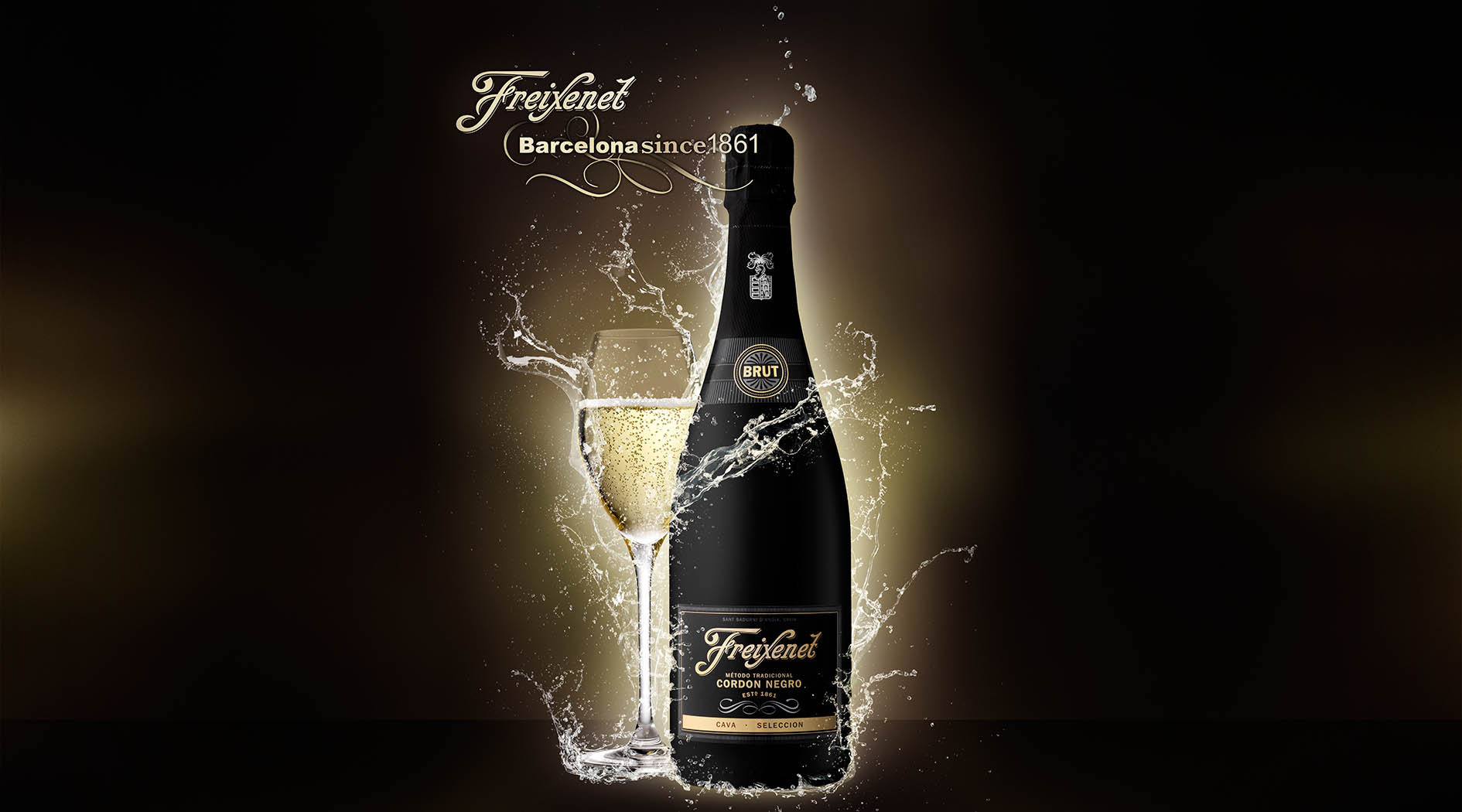 Packshot Factory - Black background - Freixenet champagne brut bottle ...